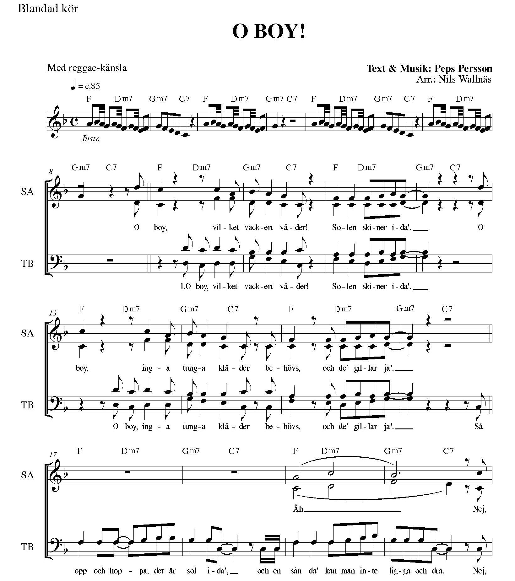Oh Boy – SATB – Ynde Music Förlag